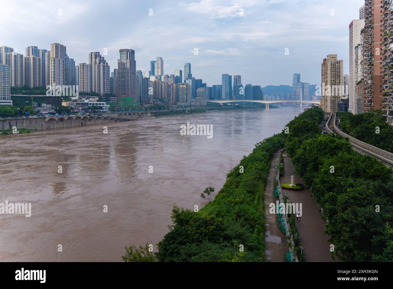 CHONGQING, CHINA - JULY 11, 2024 - Water levels of the Jialing River ...