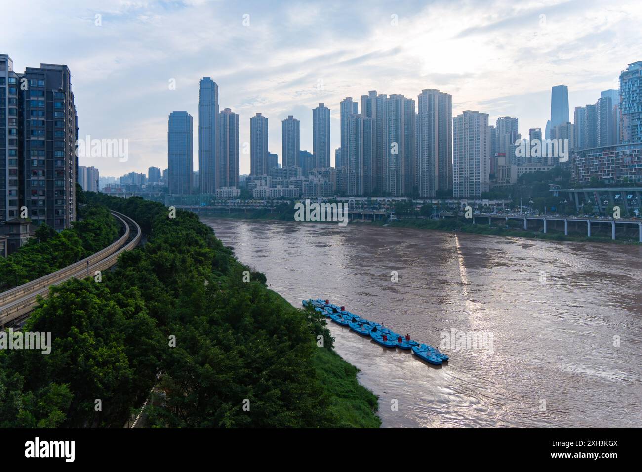 CHONGQING, CHINA - JULY 11, 2024 - Water levels of the Jialing River ...