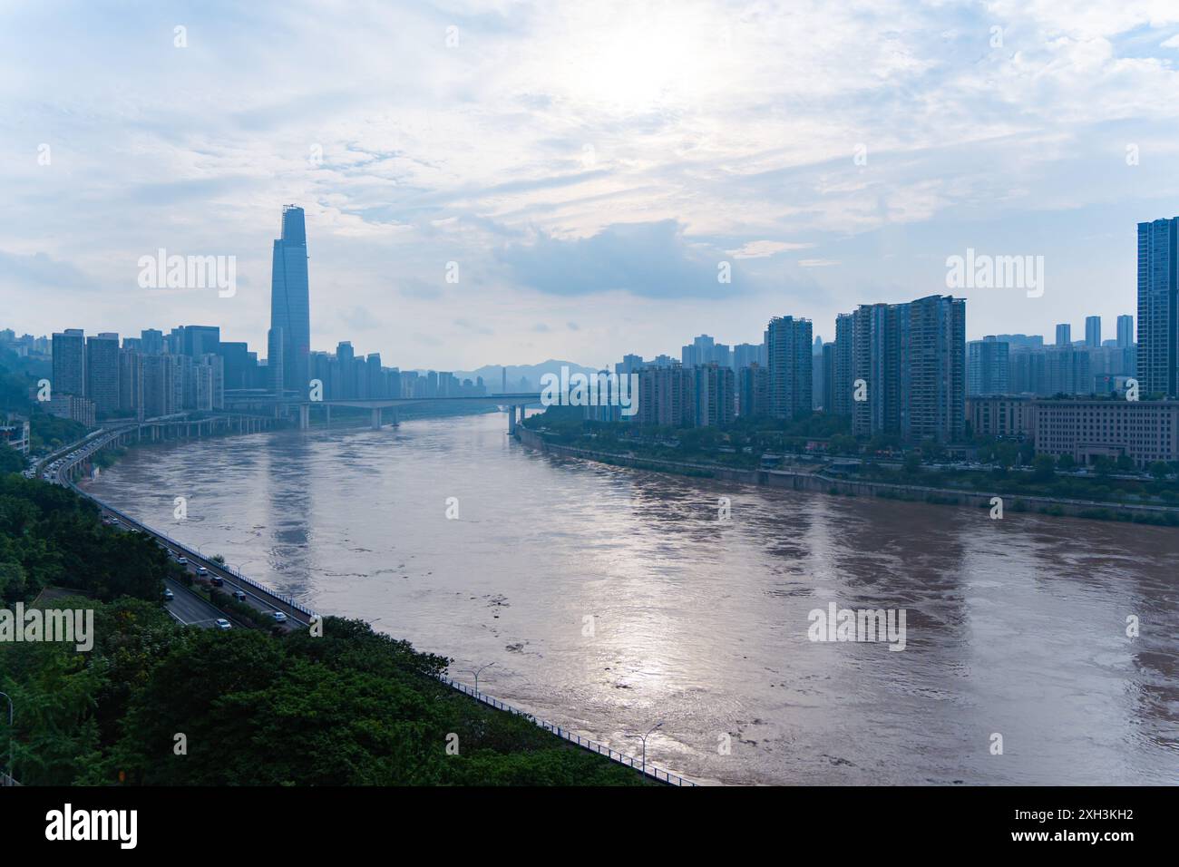 CHONGQING, CHINA - JULY 11, 2024 - Water levels of the Jialing River ...
