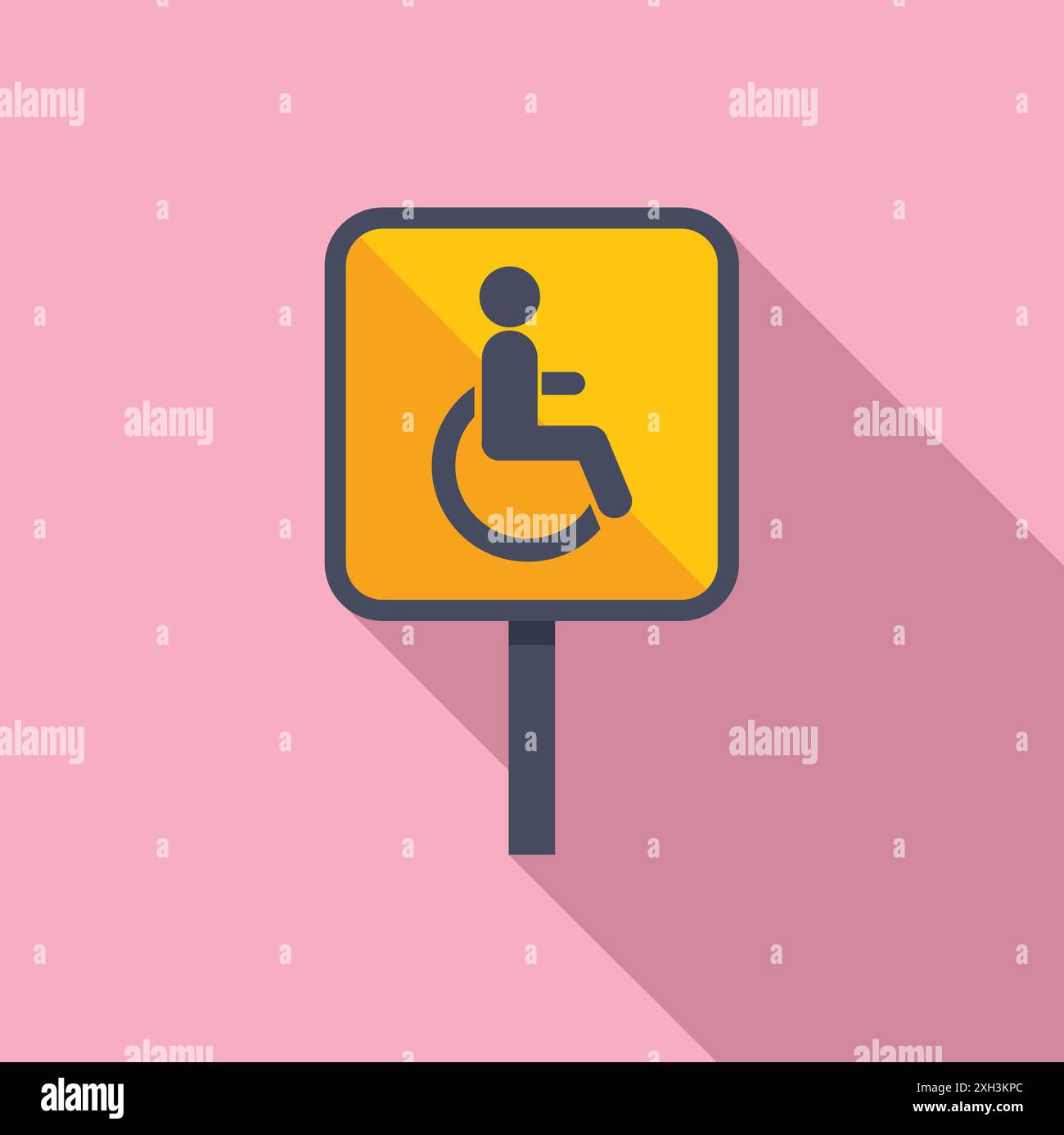 Yellow parking sign indicating a reserved space for disabled people ...