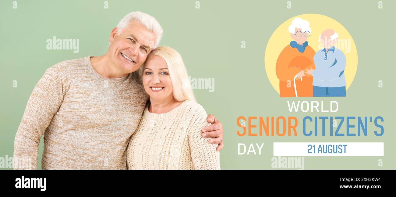 Banner for World Senior Citizens Day with happy mature couple Stock ...
