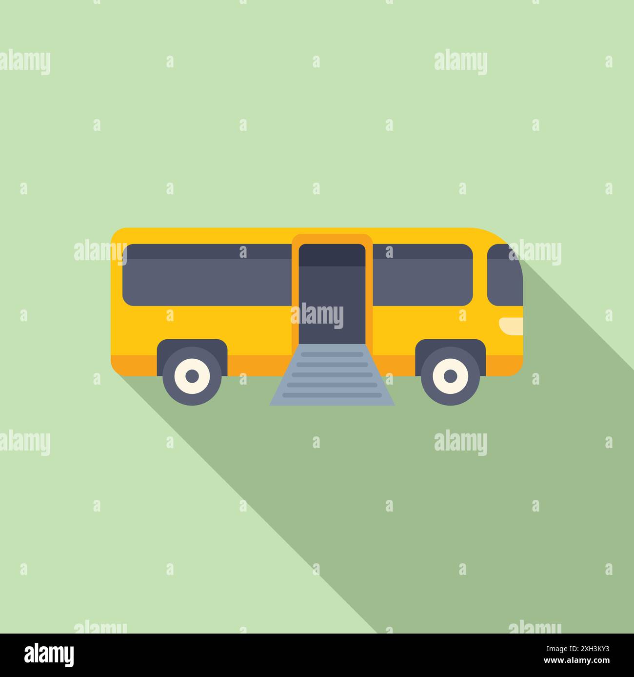 Yellow school bus waiting with open doors for boarding students Stock ...