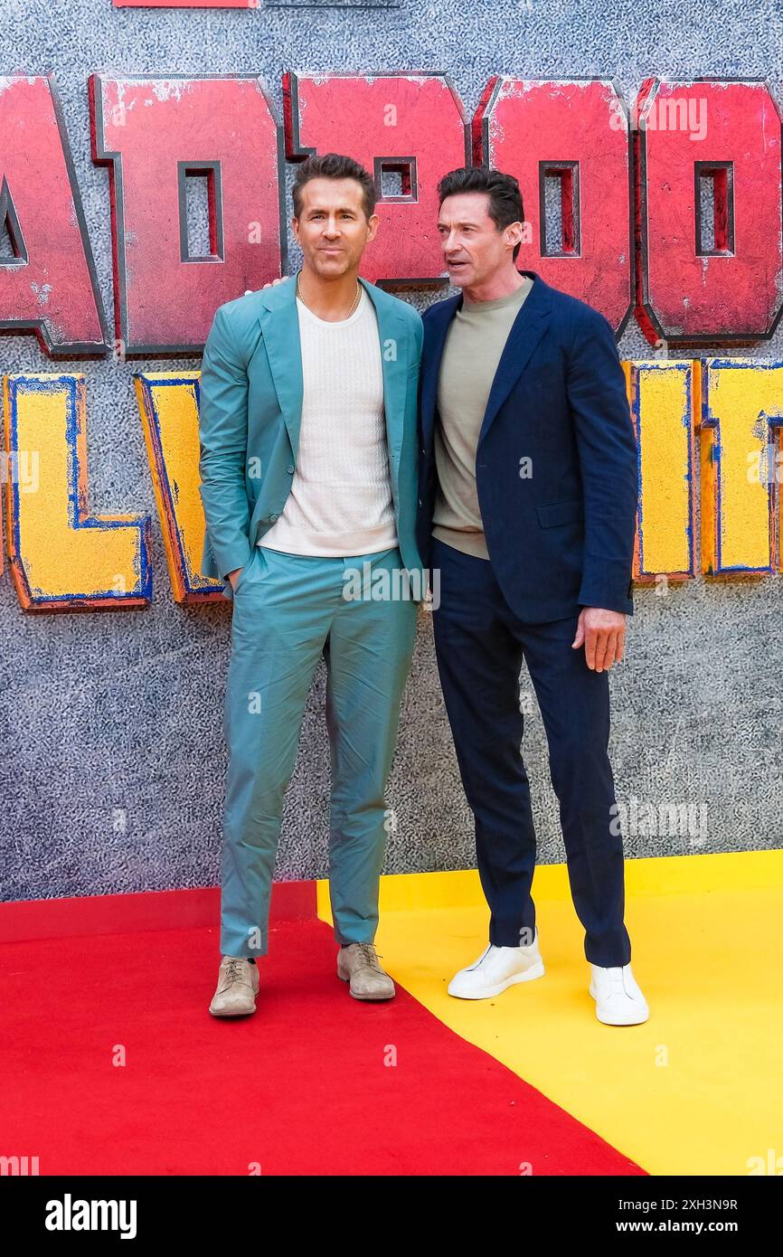 London, UK. 11th July, 2024. Ryan Reynolds and Hugh Jackman seen at the ...
