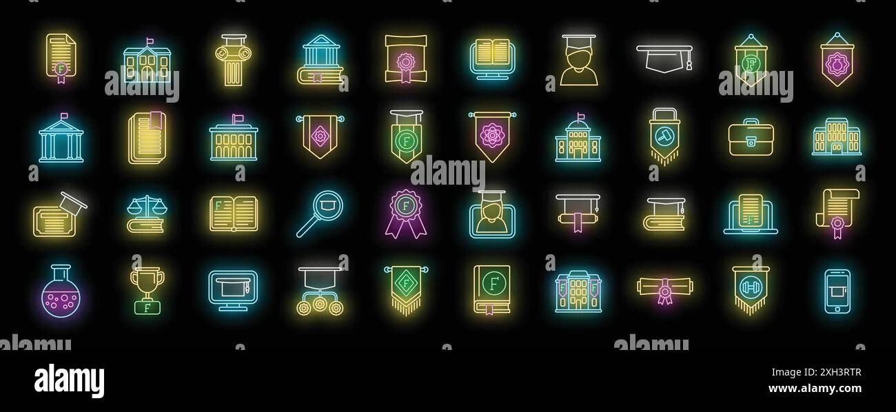 University department icons set outline vector. Student campus. Learner ...