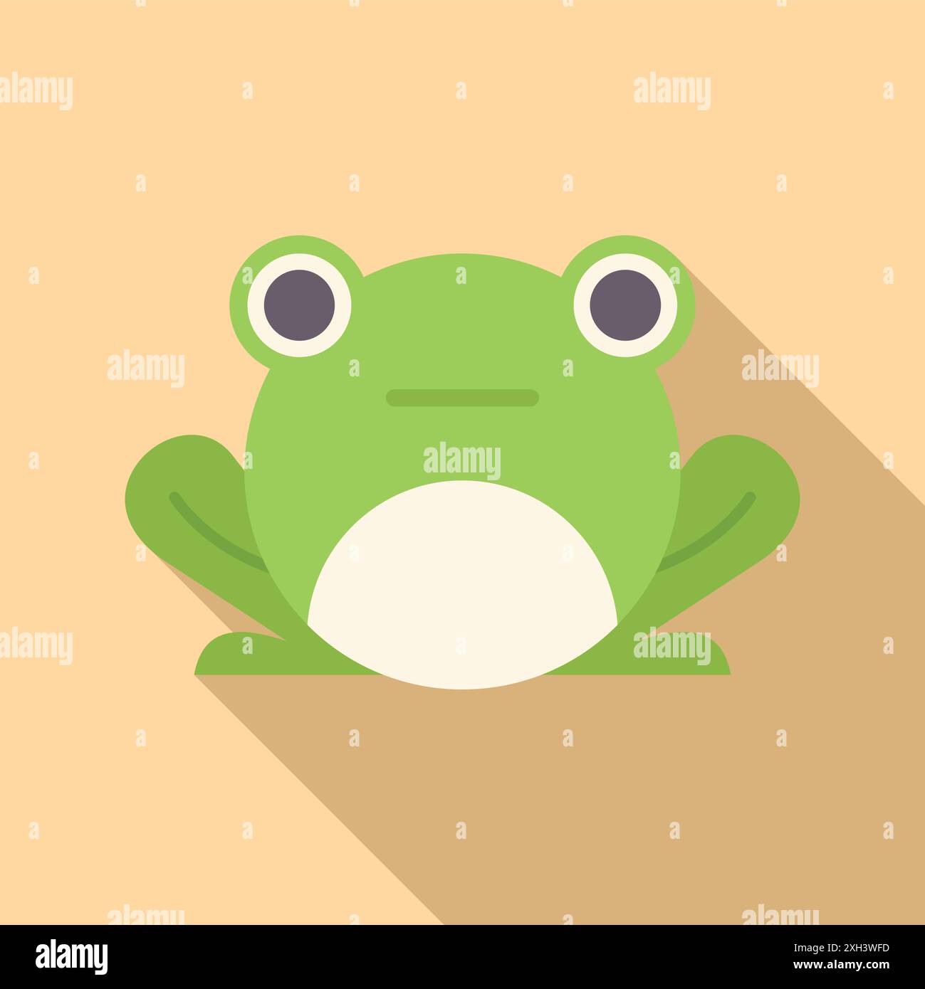 Cartoon frog is sitting down with a long shadow behind it Stock Vector ...