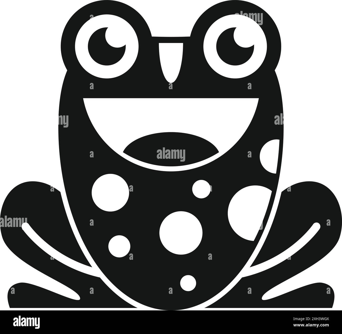 Funny frog smiling showing tongue sitting icon in glyph style, suitable ...