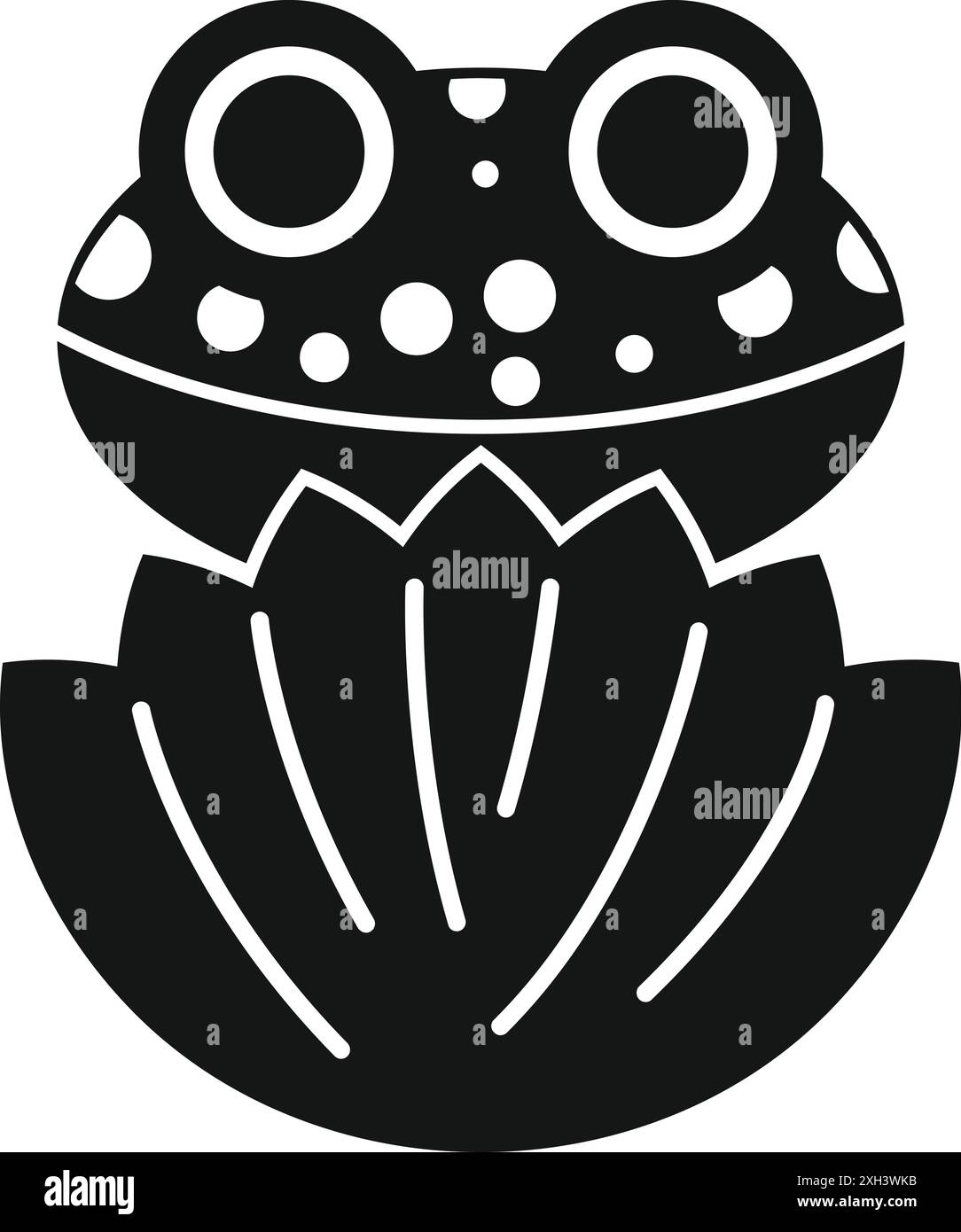 Simple icon of a frog sitting on a water lily pad, perfect for nature ...