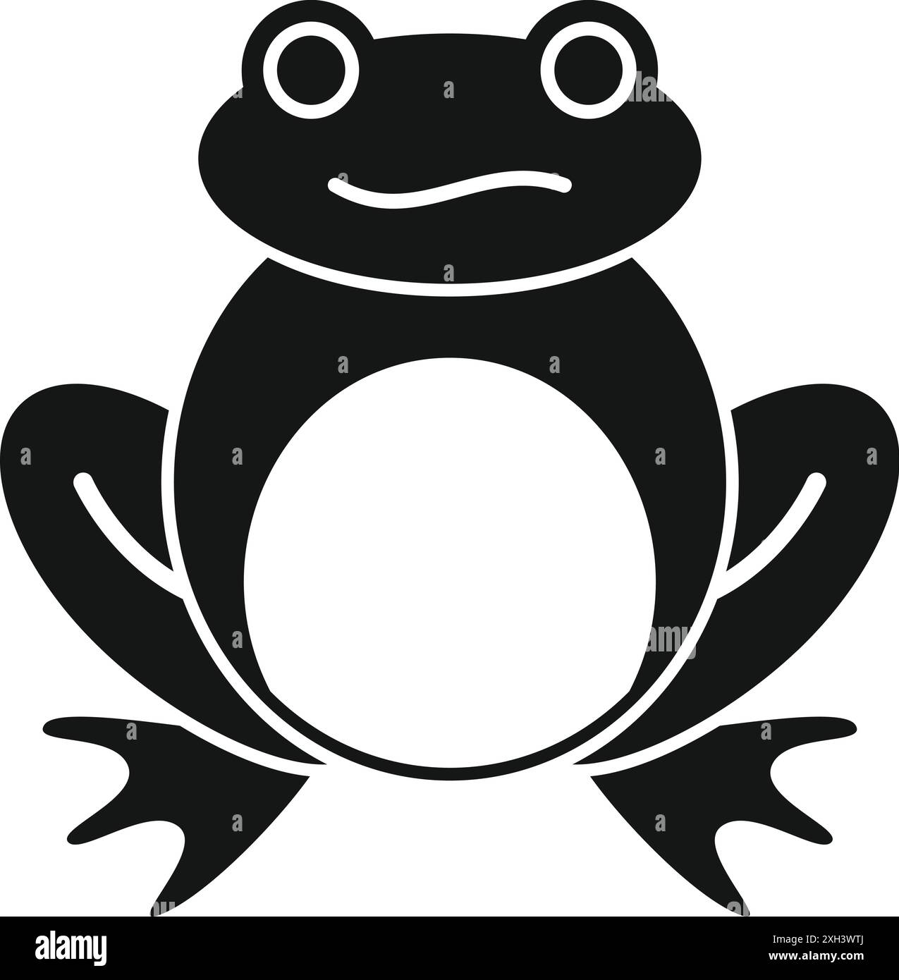 Simple black and white icon of a frog sitting down Stock Vector Image ...