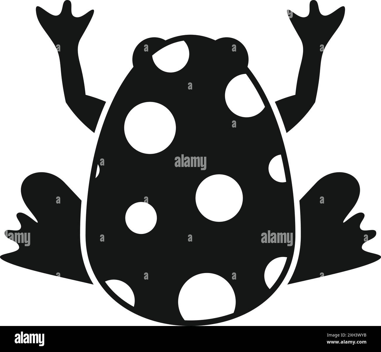 Black and white illustration of a spotted frog raising its legs upwards ...