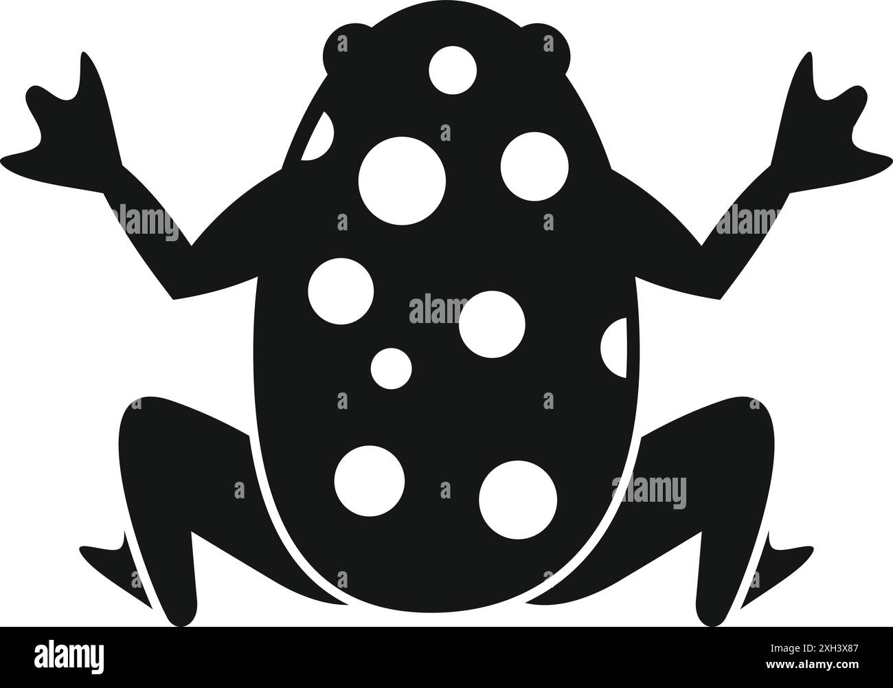 Simple black and white icon of a spotted frog sitting down Stock Vector ...