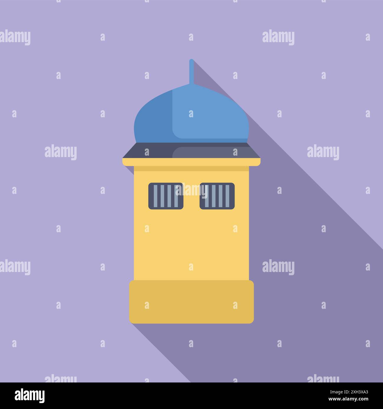 Minaret tower with bars on windows, symbolizing a place for muslim ...