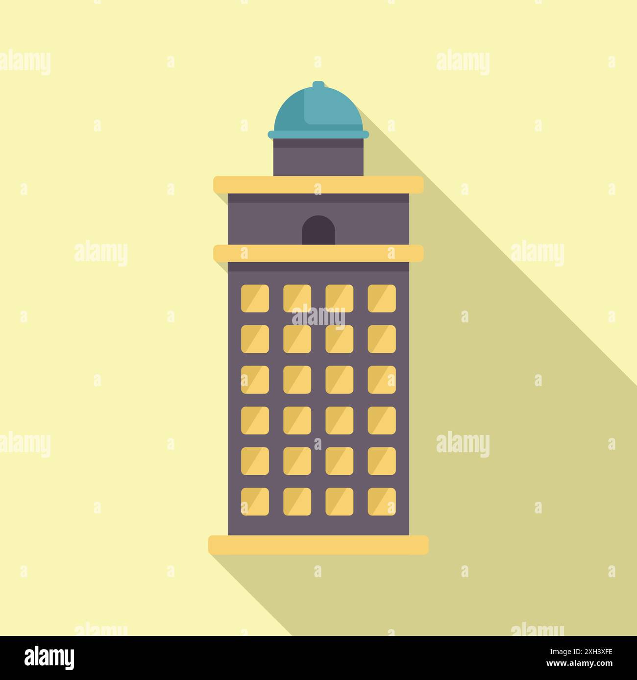 Modern city tower building with an observatory deck is reaching for the ...