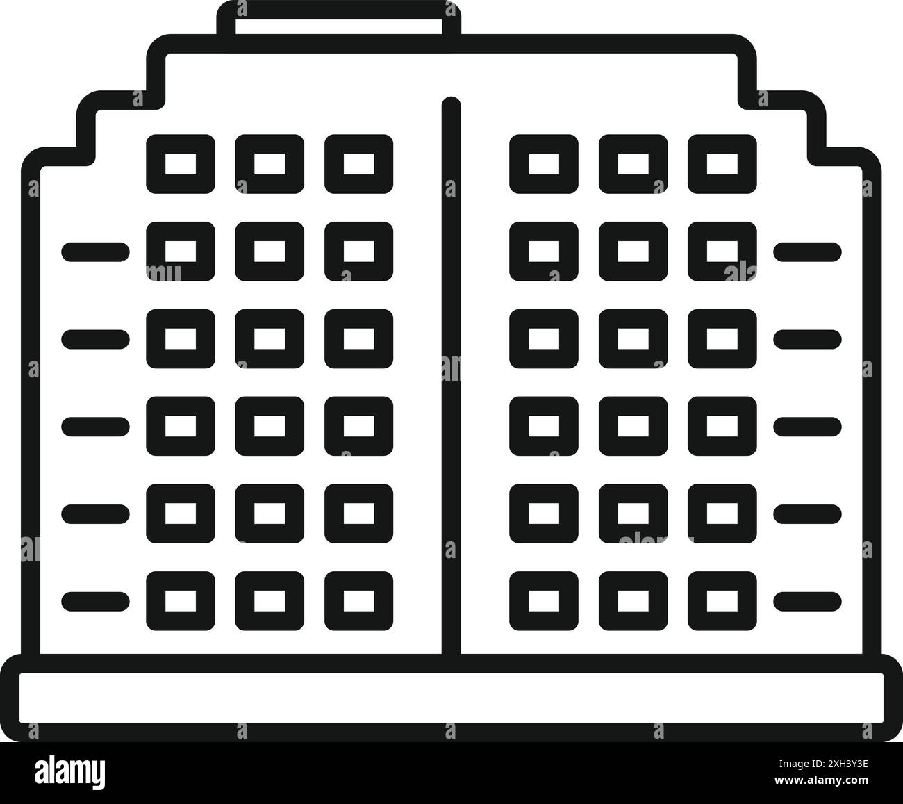 Simple black and white icon of an office building with a pixel art ...