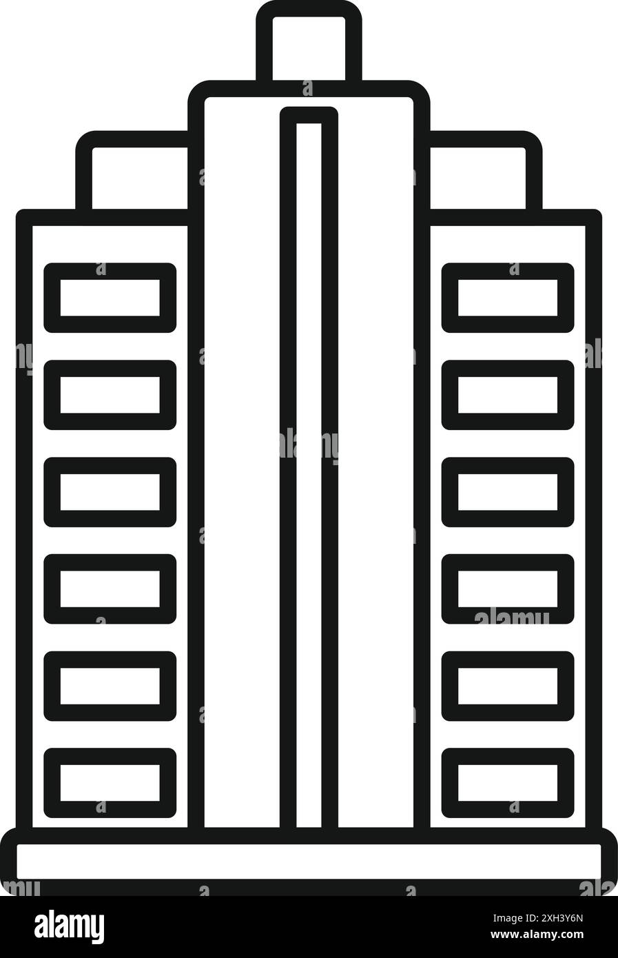 Simple line art illustration of a modern office building with many ...