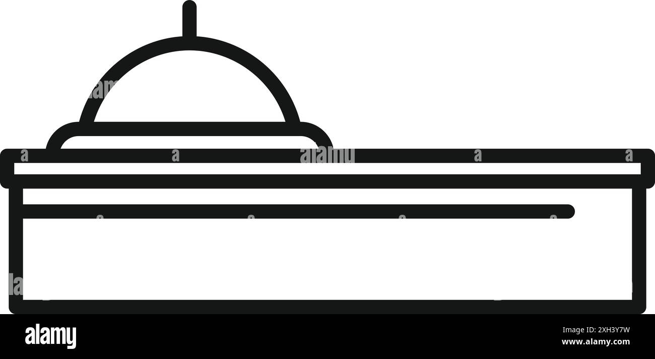 Line drawing of a reception desk with a bell on top, suggesting a hotel ...