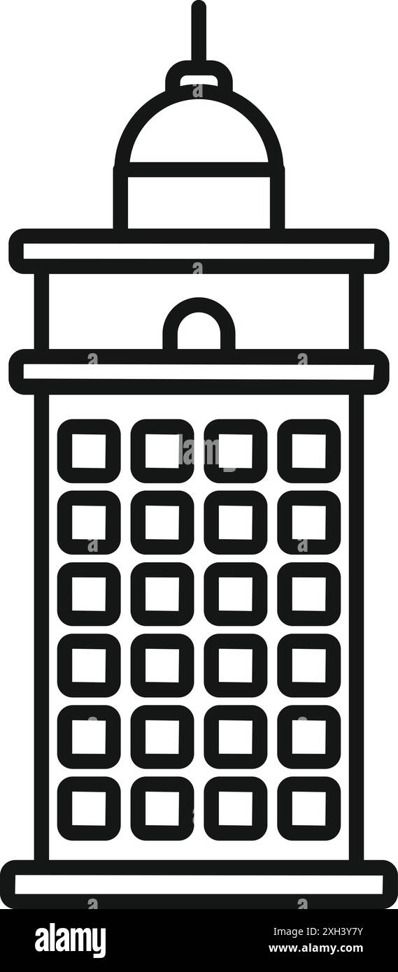 Simple line art icon of a multistory building featuring multiple ...