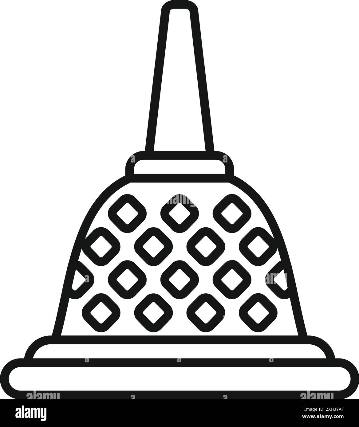 Line drawing of a buddhist religious stupa with decorative ...