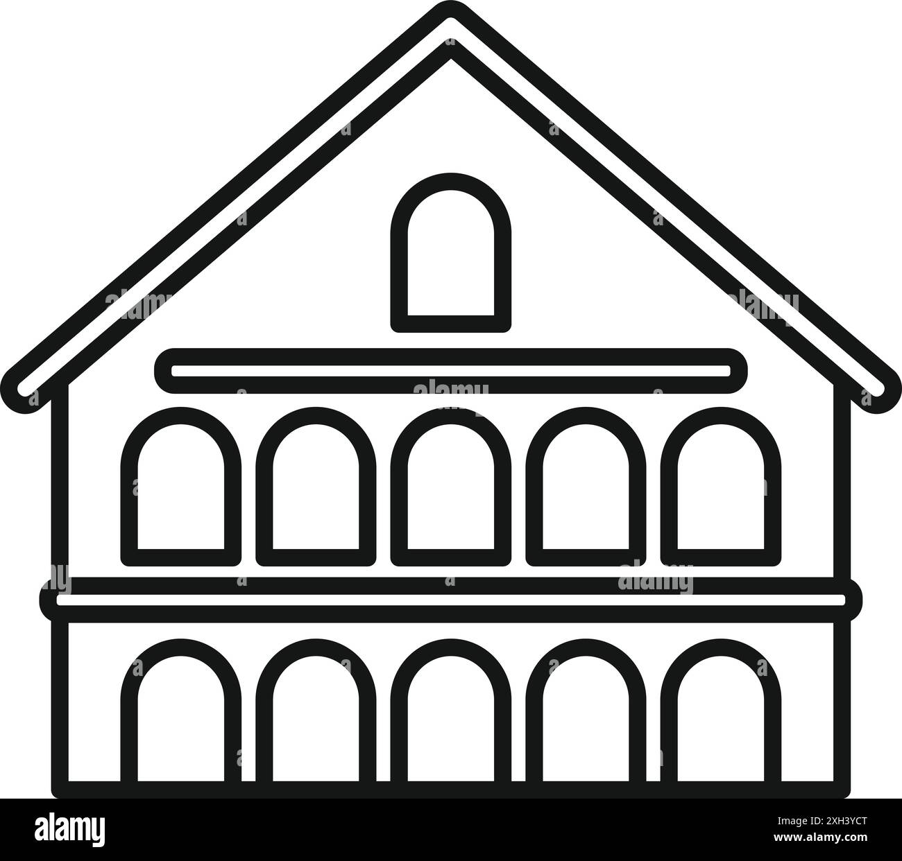 Simple line drawing of a building with arches and columns, perfect for ...
