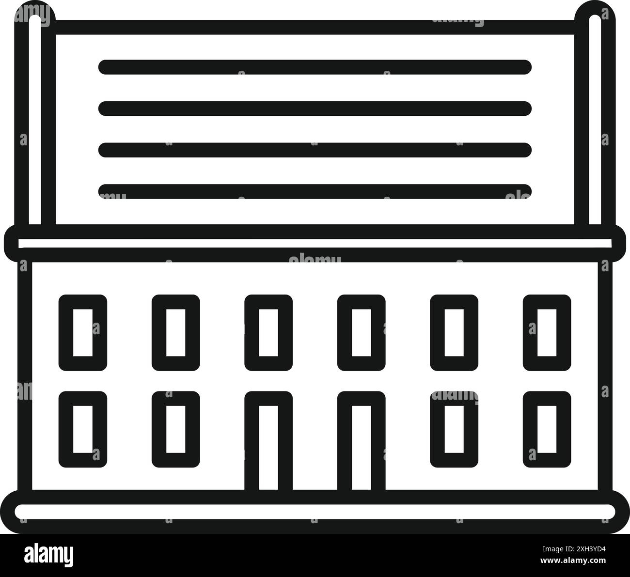 Line art illustration of a government building representing politics ...