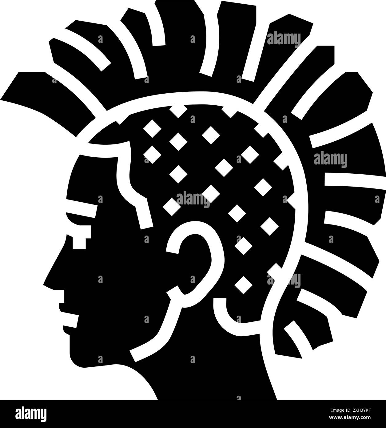 mohawk hairstyle subculture style glyph icon vector illustration Stock ...