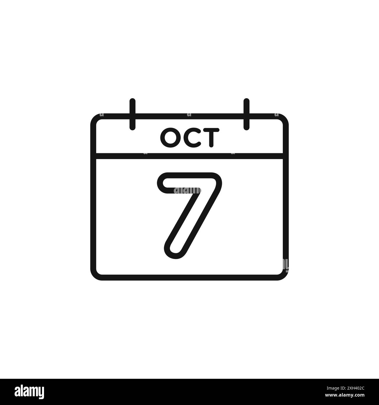 7 october date icon logo sign vector outline in black and white color ...