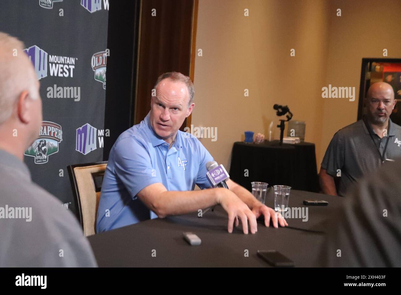 July 11, 2024 - Air Force Falcons head coach Troy Calhoun does an ...