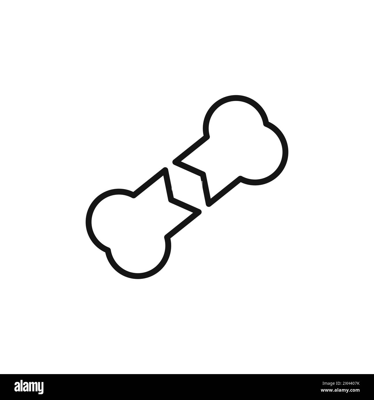 Broken bone icon logo sign vector outline in black and white color ...