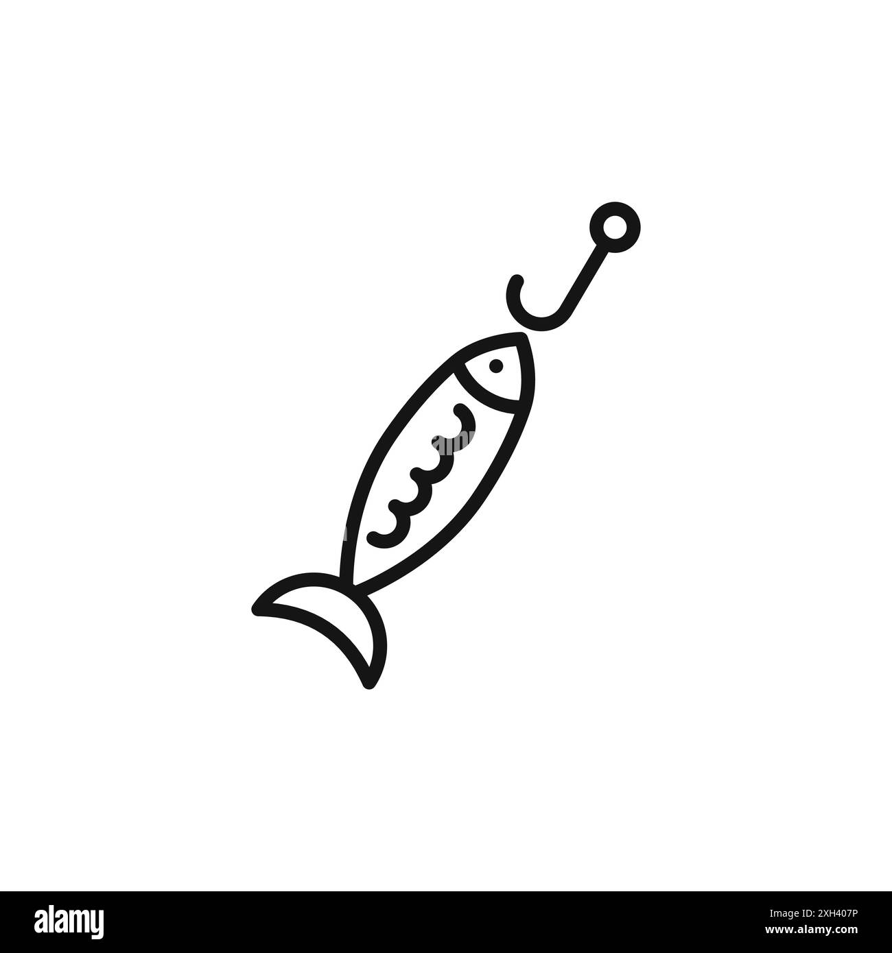 Bait Fishing Minnow icon logo sign vector outline in black and white ...