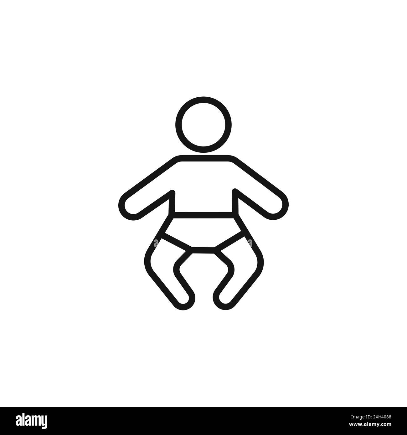 baby wearing diaper icon logo sign vector outline in black and white ...