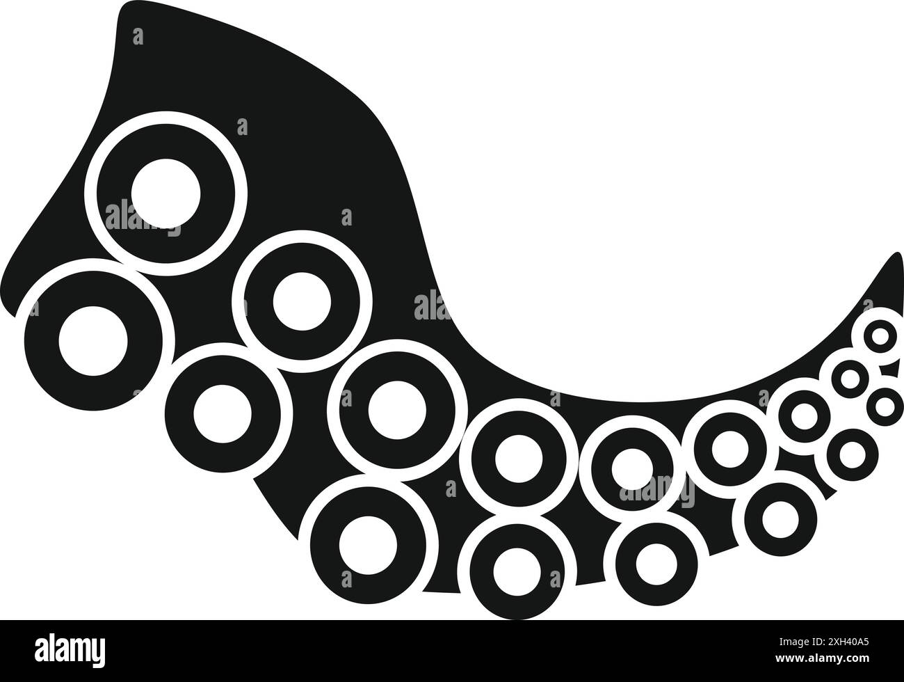 Simple black octopus tentacle icon with big round suction cups Stock ...