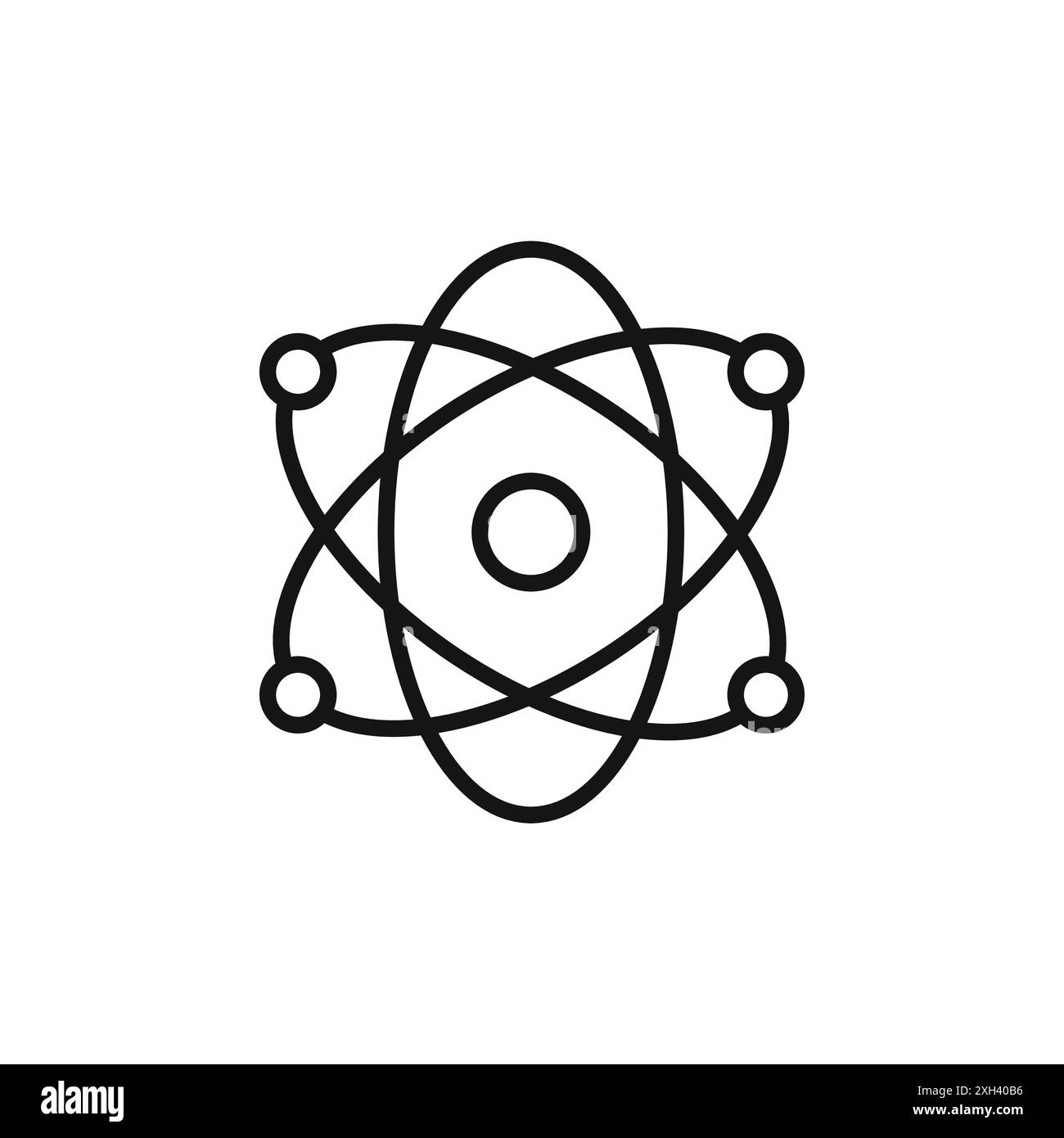 Atom scientific icon logo sign vector outline in black and white color ...