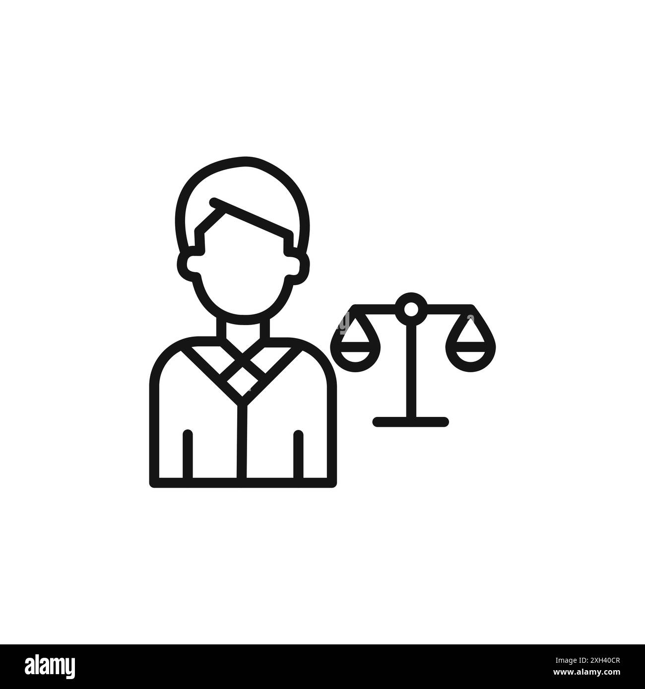 Attorney in law icon logo sign vector outline in black and white color ...