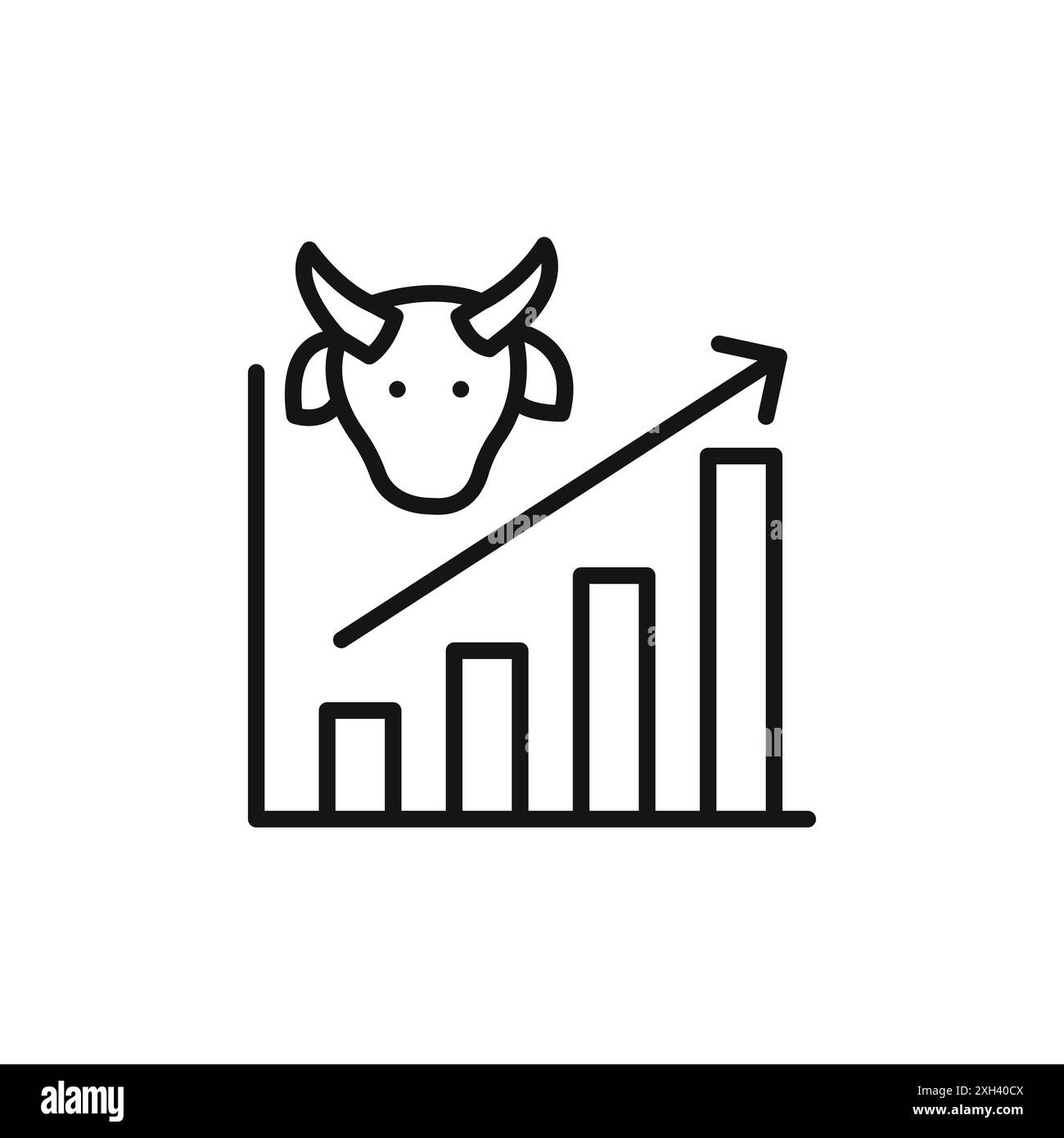 Bull market chart icon logo sign vector outline in black and white ...