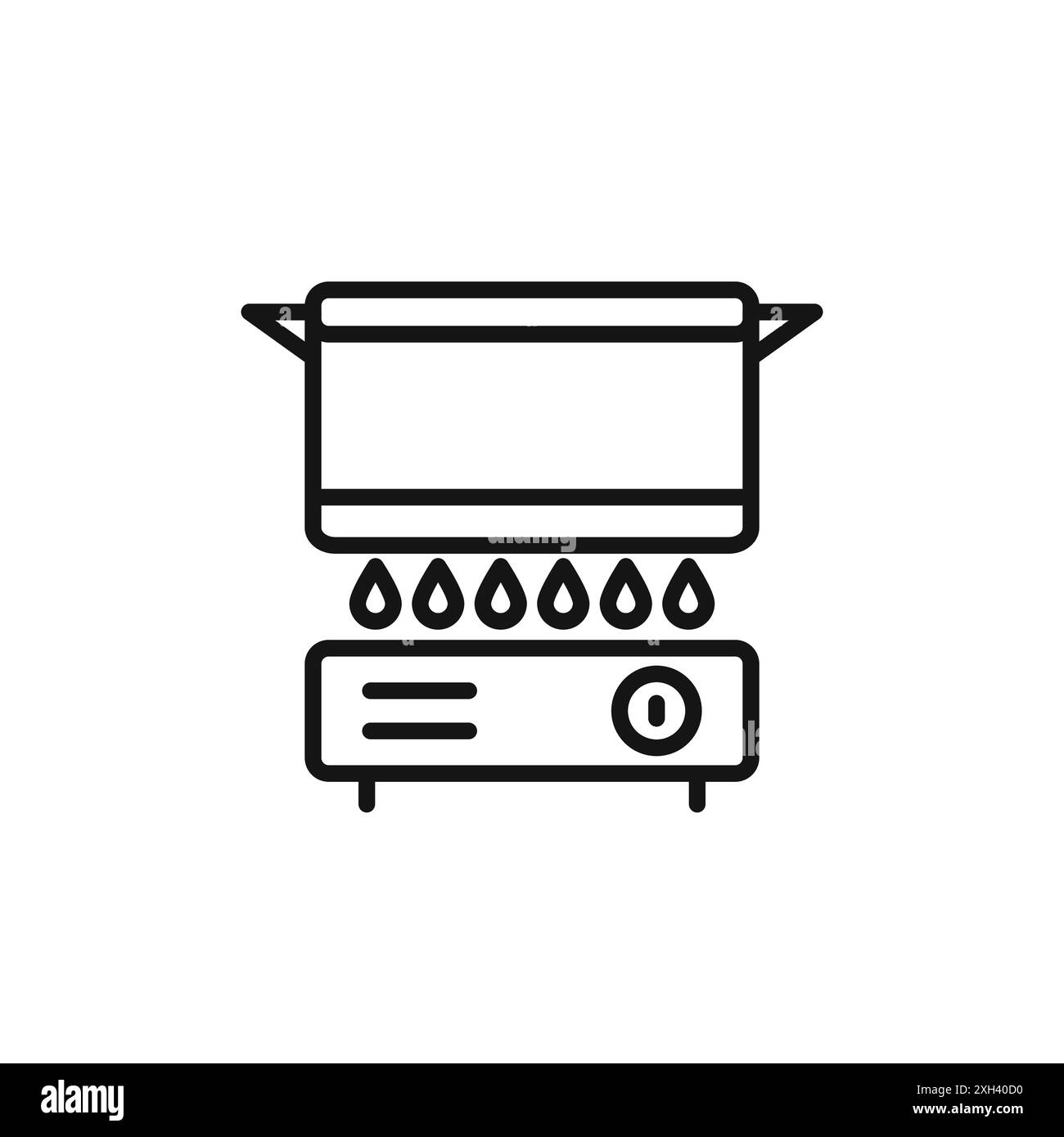 Burner Gas Stove icon logo sign vector outline in black and white color ...