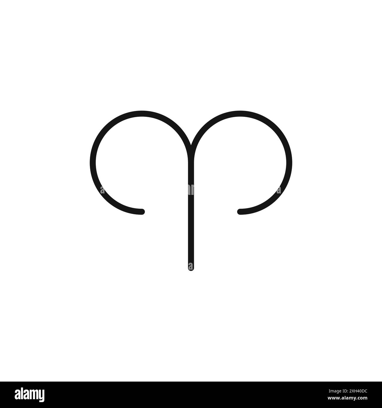 Aries zodiac sign icon logo sign vector outline in black and white ...