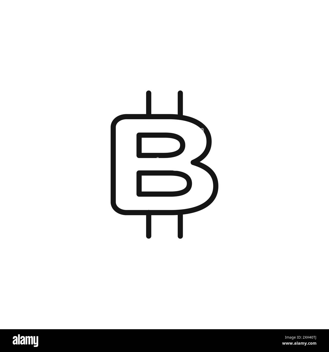 Bitcoin icon logo sign vector outline in black and white color Stock ...
