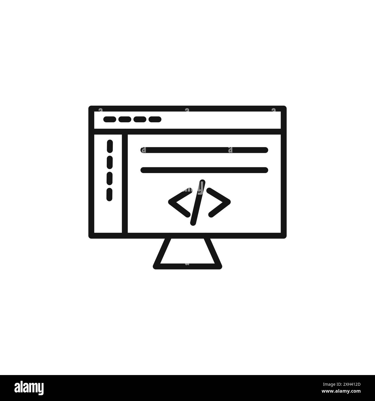 coding program icon logo sign vector outline in black and white color Stock Vector Image & Art ...