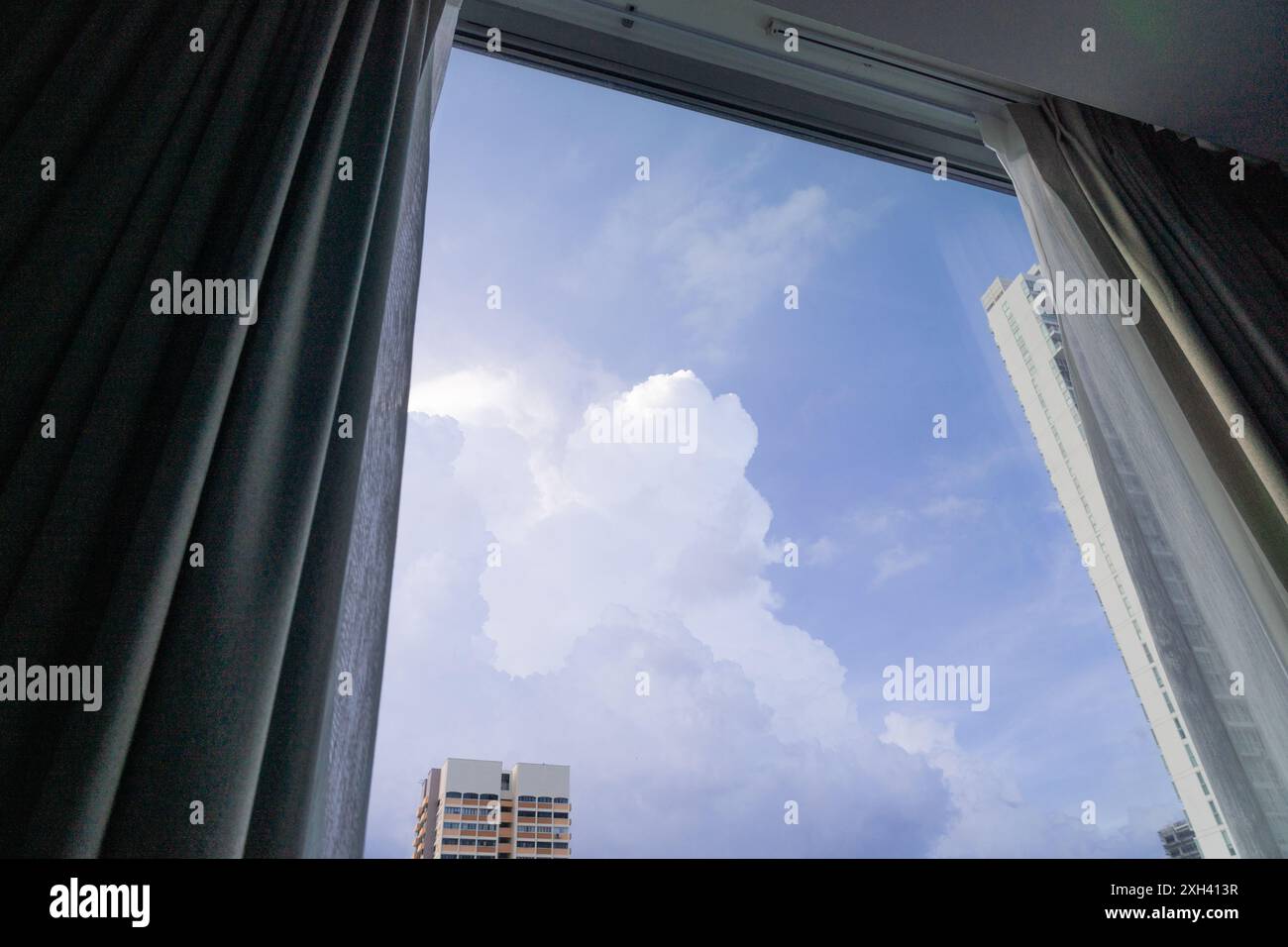 16 October 2019, Singapore, South East Asia: Window looking out ...