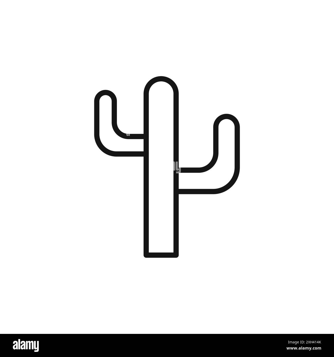 Cactus icon logo sign vector outline in black and white color Stock ...