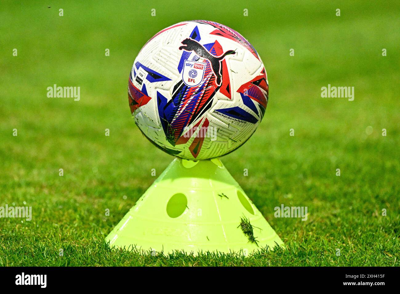 The match ball pitch side during the Pre-season friendly match Chester ...