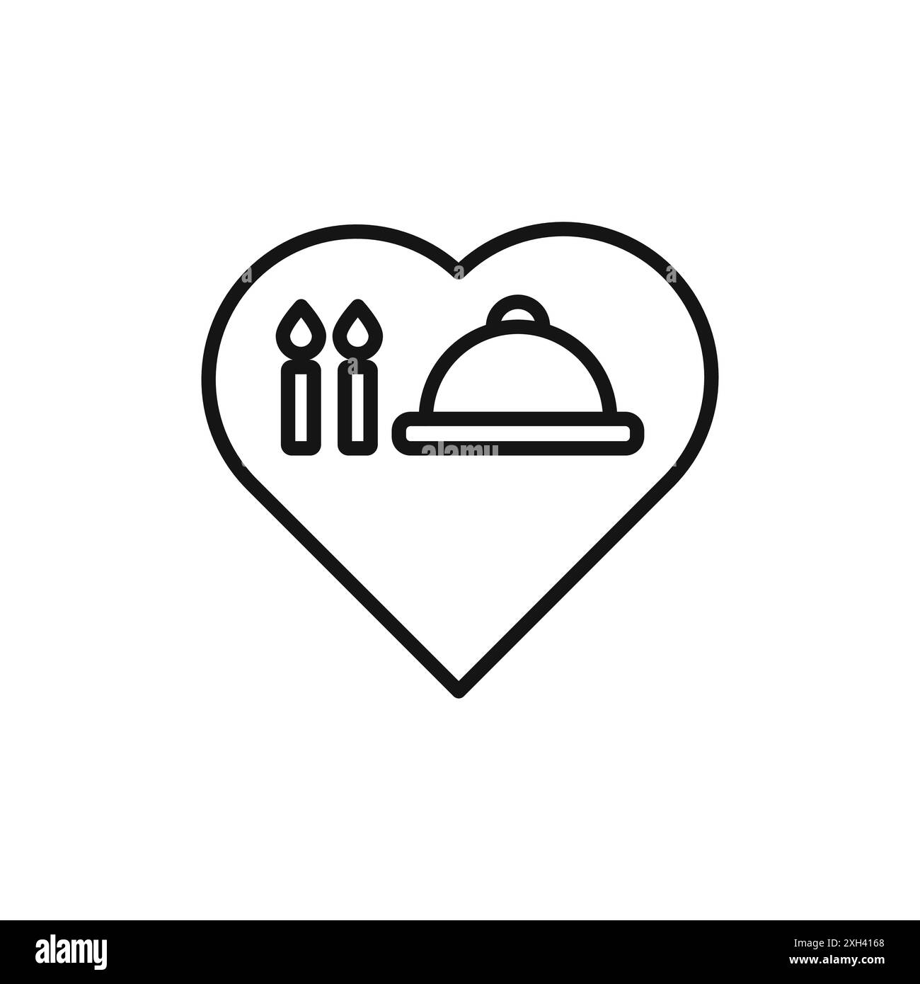 Candlelight dinner icon logo sign vector outline in black and white ...