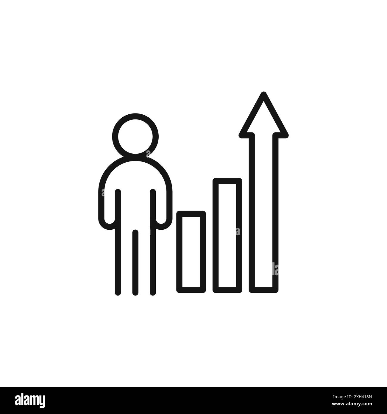 Career rise icon logo sign vector outline in black and white color ...