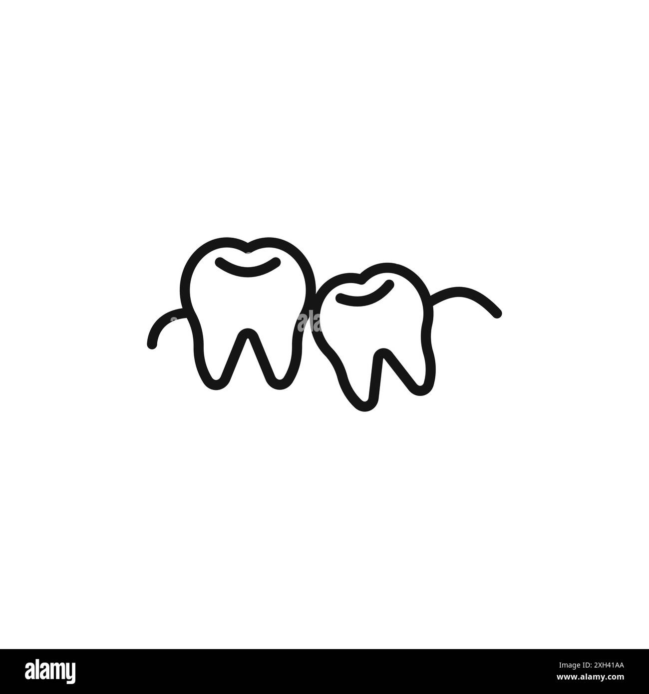 Crooked teeth icon logo sign vector outline in black and white color ...