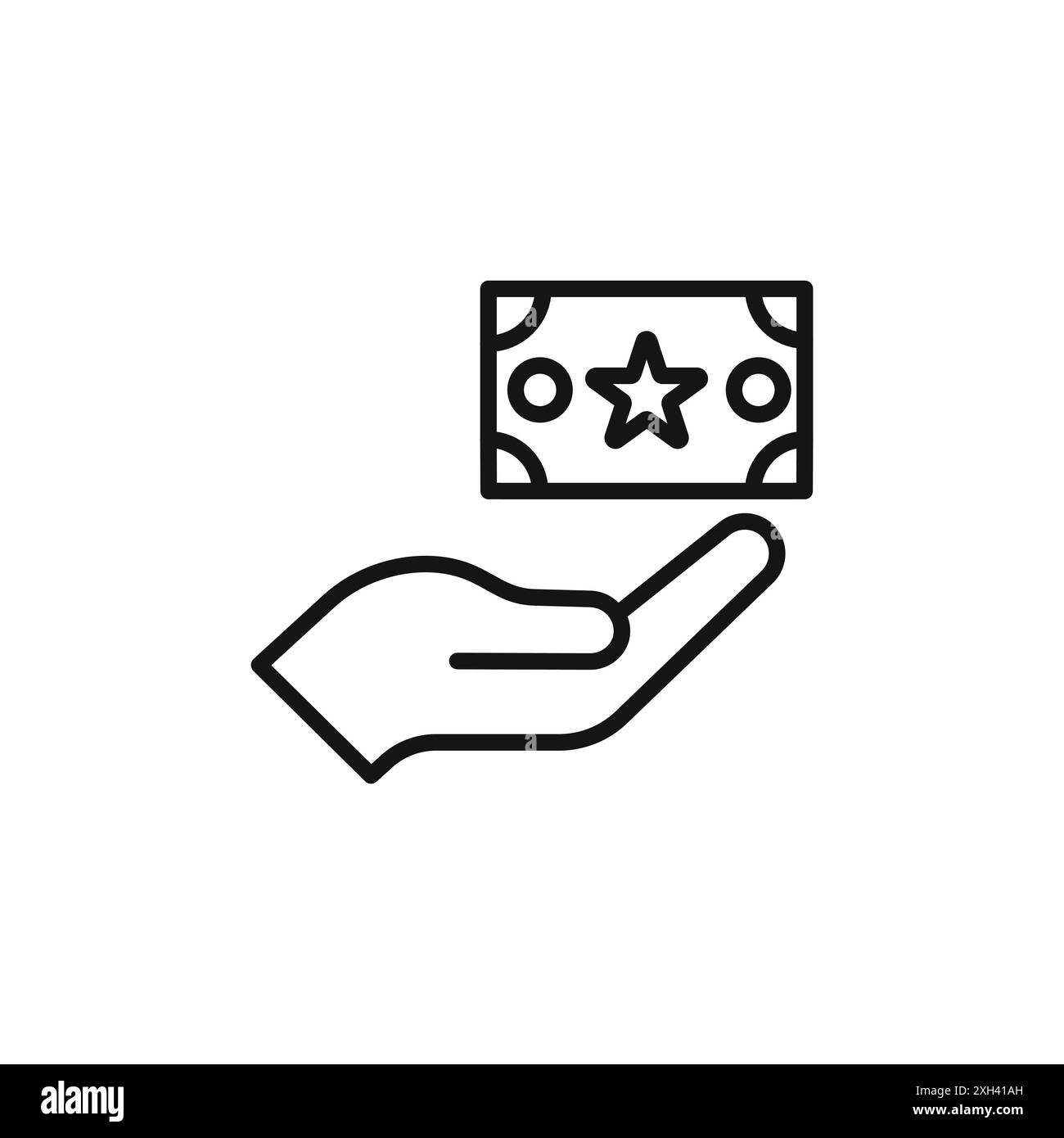 Cash bonus icon logo sign vector outline in black and white color Stock ...