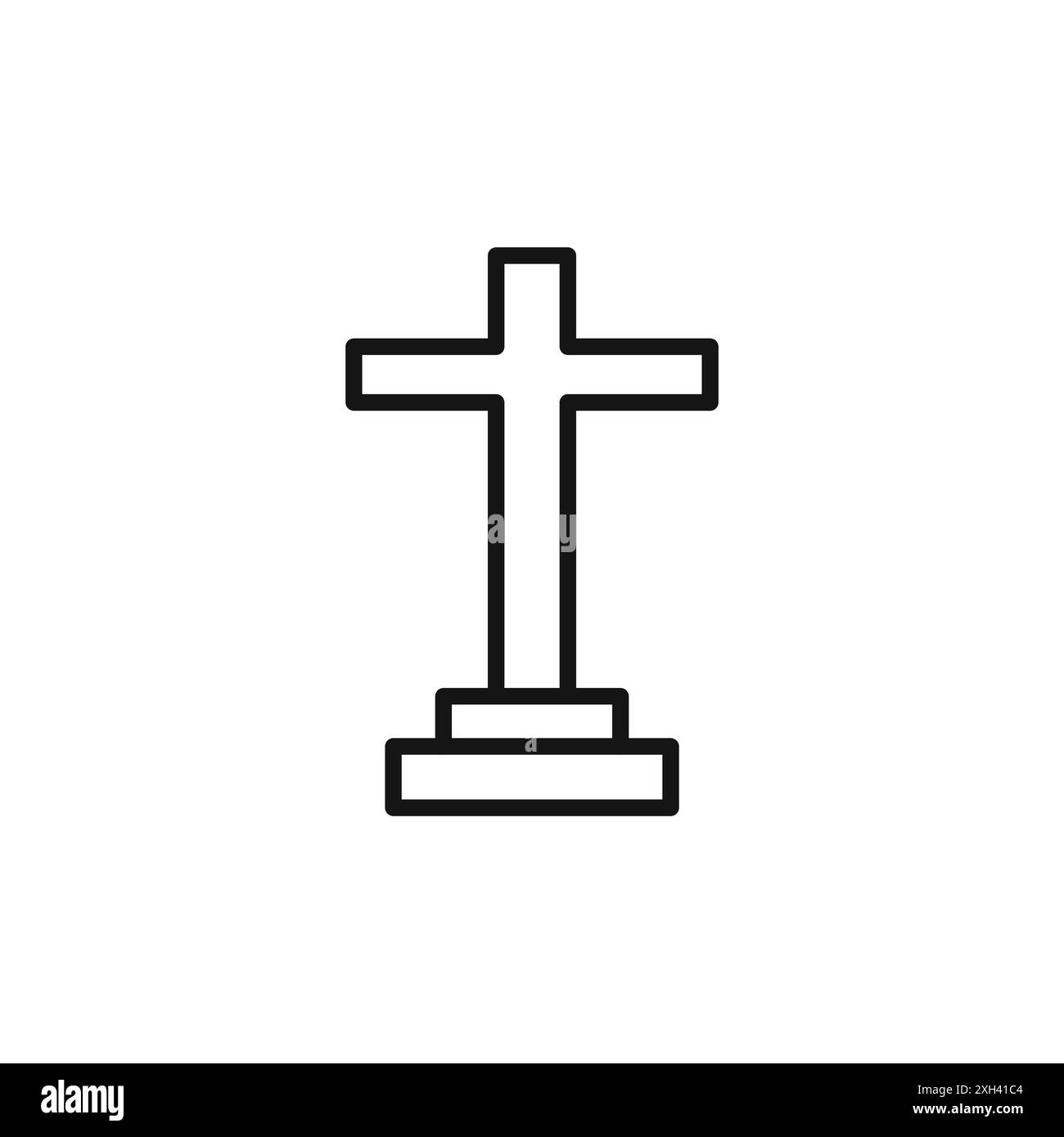 Christian Cross icon logo sign vector outline in black and white color ...