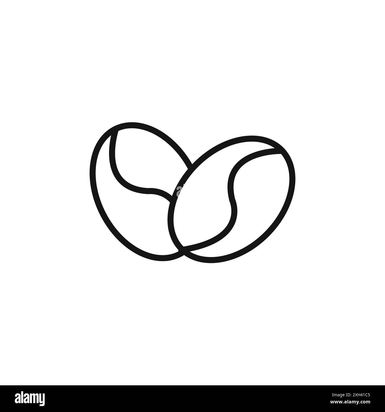 Coffee beans icon logo sign vector outline in black and white color ...