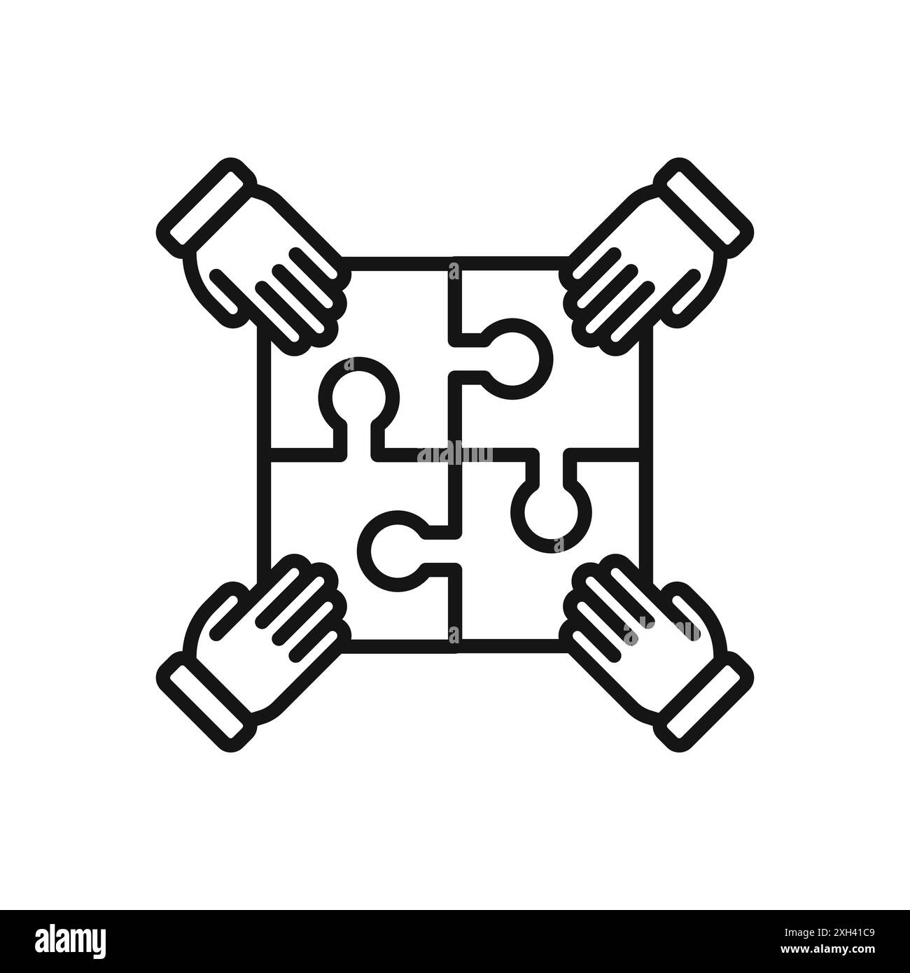 collaboration icon logo sign vector outline in black and white color ...