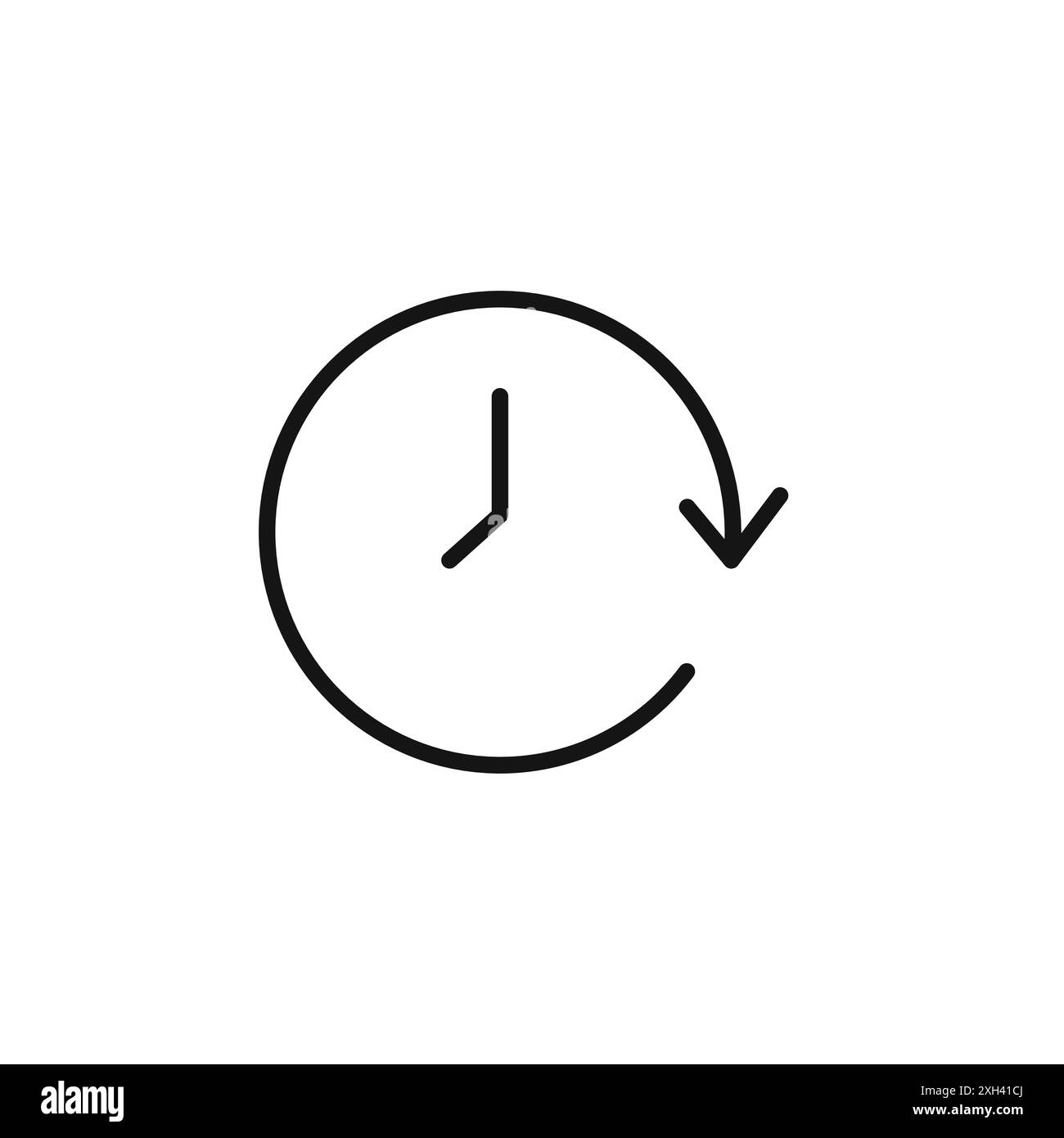 Clock time icon logo sign vector outline in black and white color Stock ...