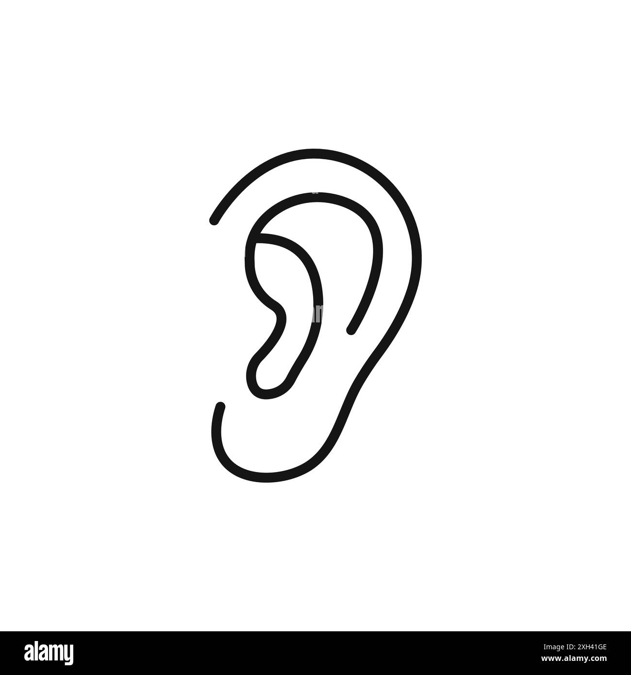 Ear icon logo sign vector outline in black and white color Stock Vector ...