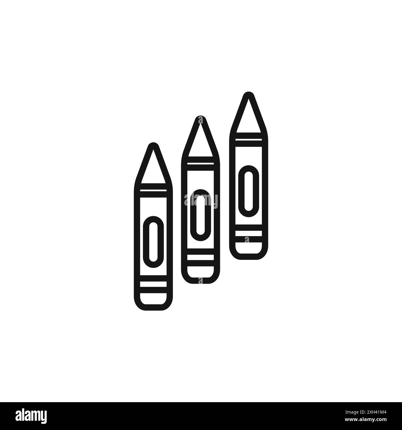 Crayons icon logo sign vector outline in black and white color Stock ...
